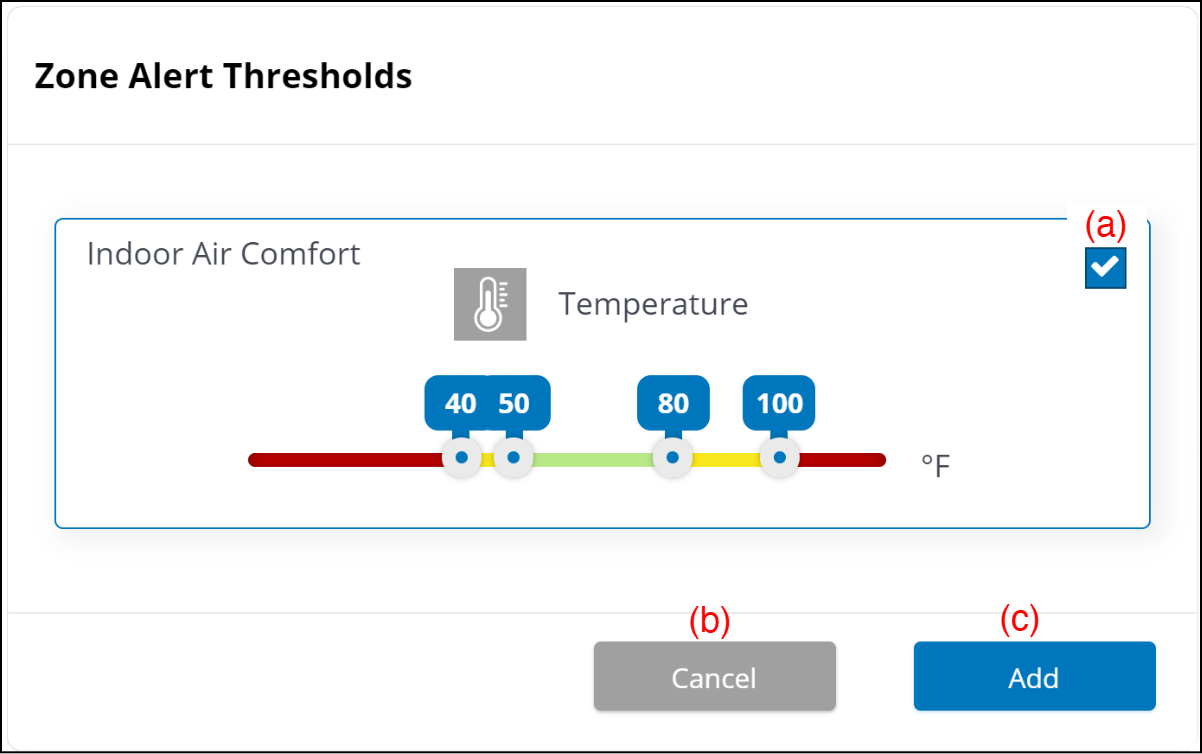 Zone Alert Threshold settings